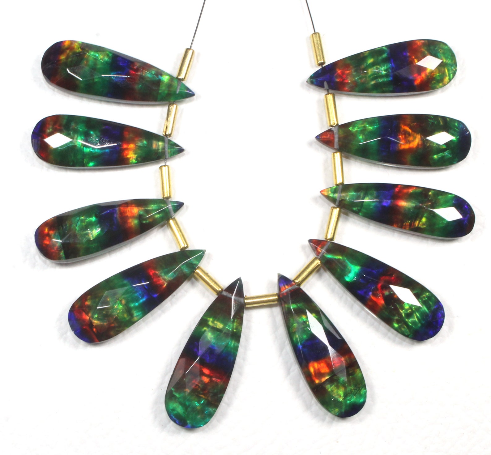 10 pieces ammolite stone drilled gemstone ammolite hydro | Etsy