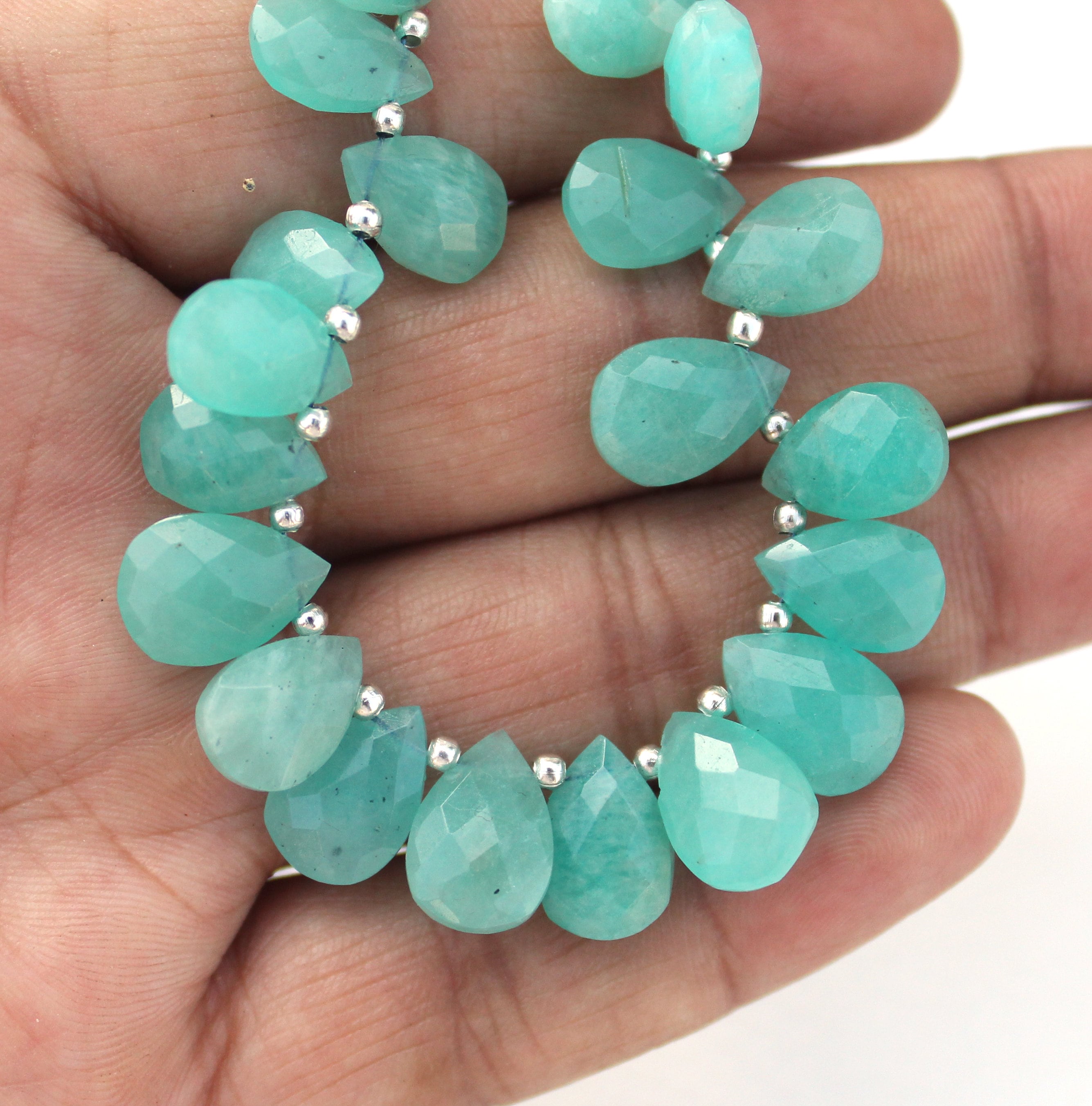 10 Pieces Natural Amazonite gemstone Top drilled gemstone | Etsy