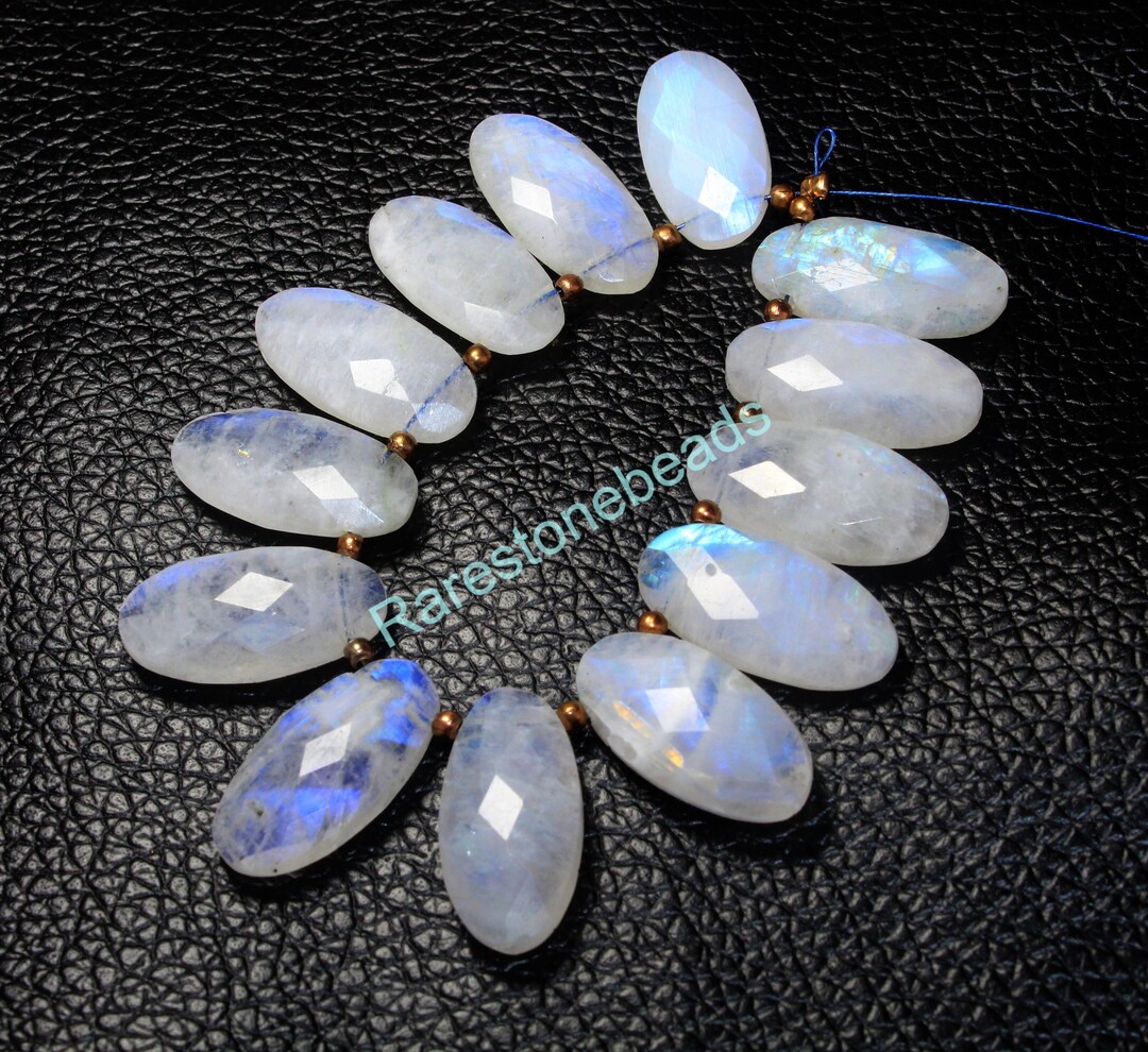 Rainbow Moon Stone, 8 Pieces, Natural Drilled Gemstone, Blue Moon Stone ...