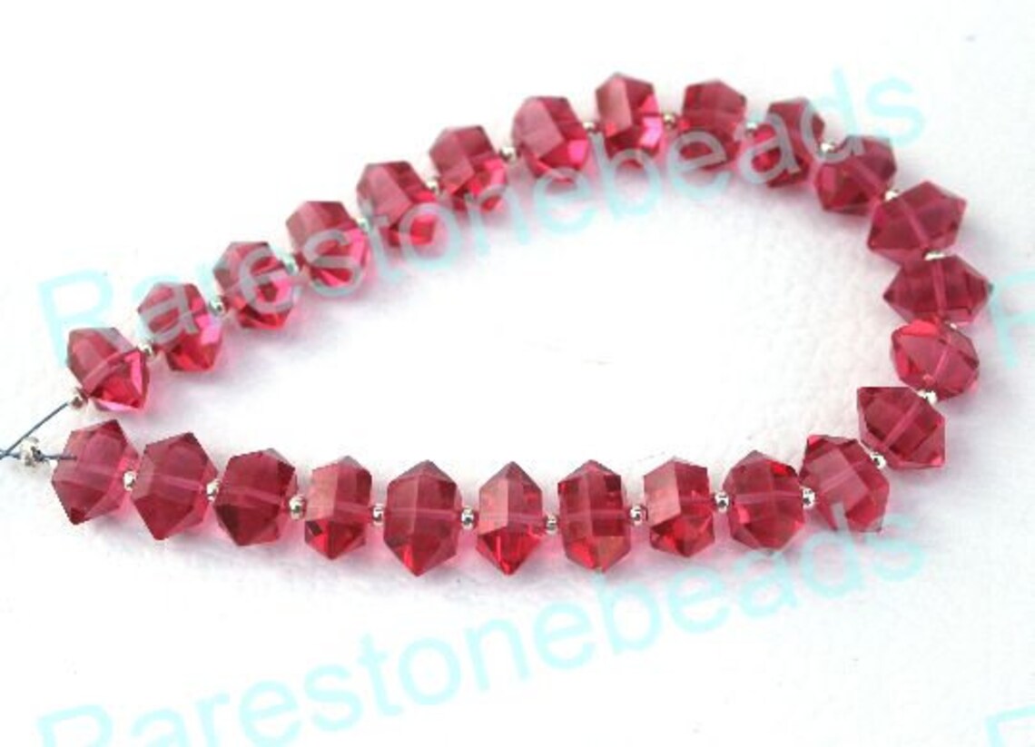 10 Pieces Ruby Lite Quartz, Drilled Gemstone, Herkimer Diamond Shape ...
