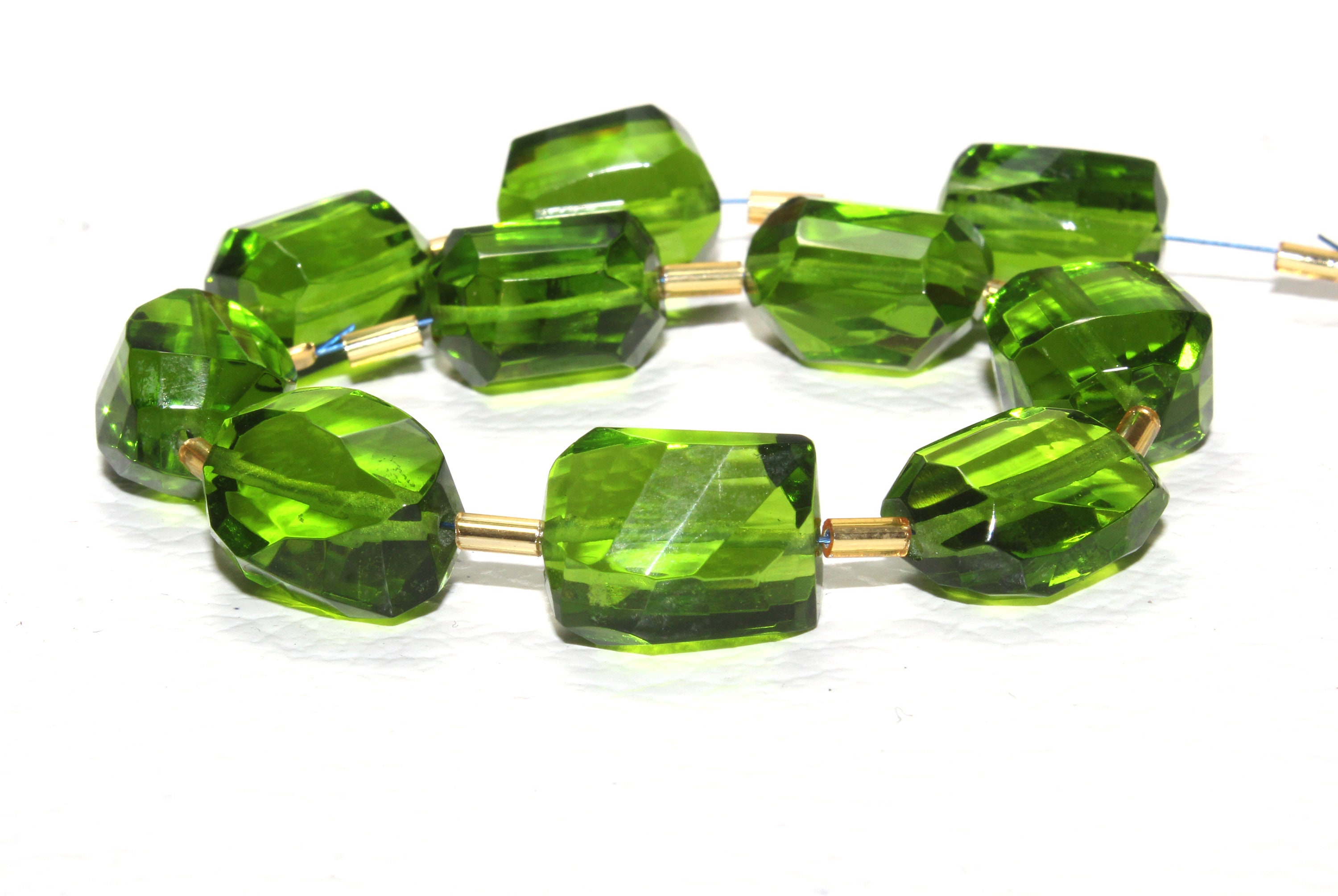 10 pieces Peridot quartz gemstone side drilled gemstone | Etsy