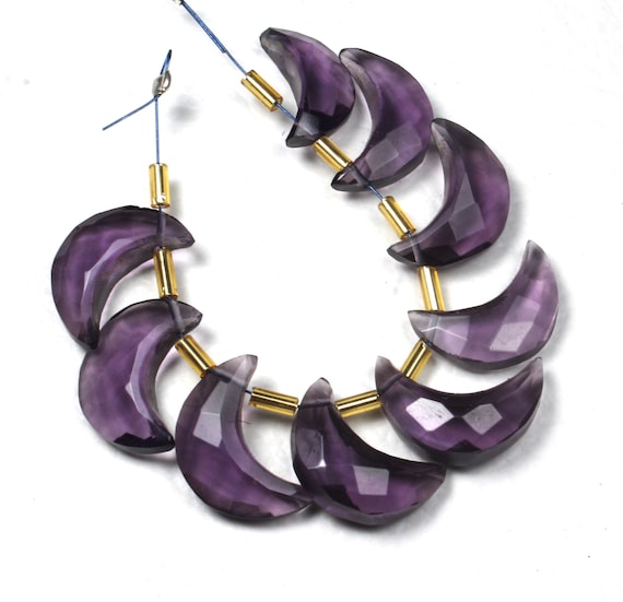 10 pieces Amethyst gemstone moon crescent moon drilled | Etsy