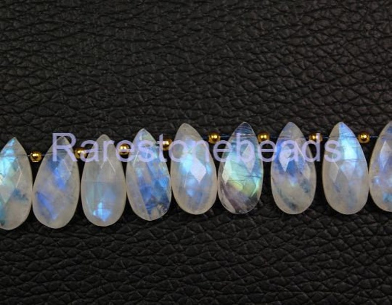 Natural Rainbow Moon Stone, 10 Pieces, Drilled Gemstone, Rainbow Moon ...