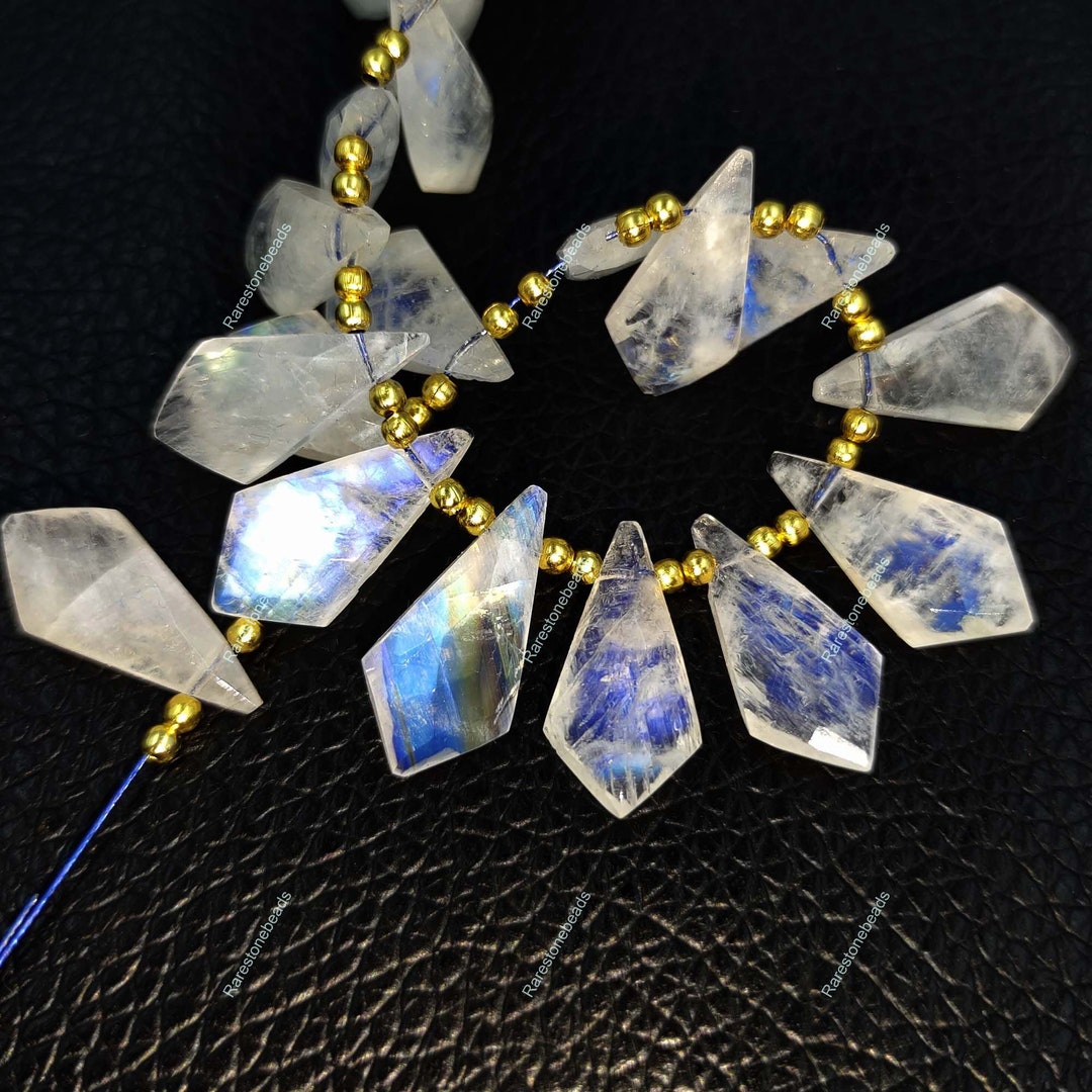 Natural Rainbow Moon Stone, 10 Pieces, Top Drilled Stone, Blue Moon ...