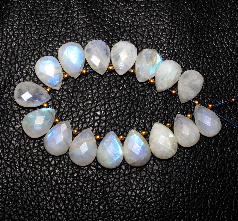 10 pieces natural rainbow moon stone drilled gemstone | Etsy