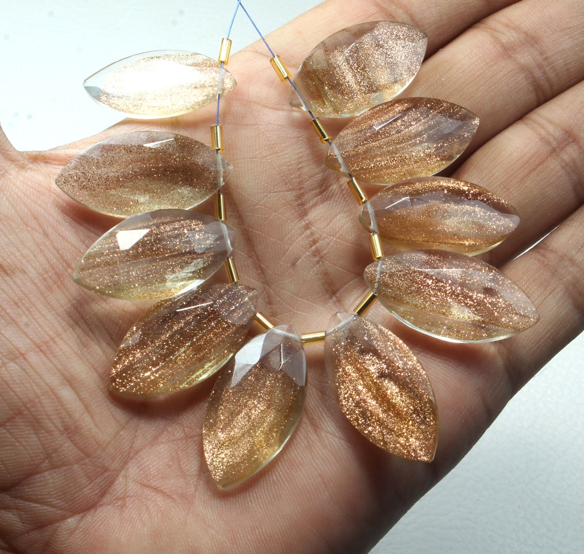 6 Pieces Golden Shine Quartz Gemstone, Top Drilled Gemstone, Marquise ...