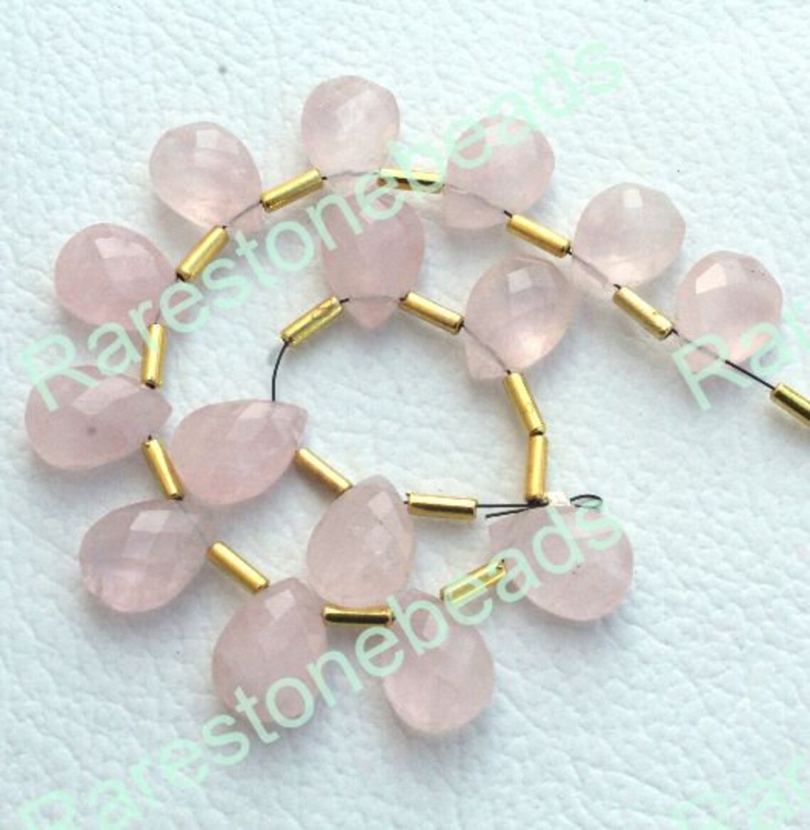 10 Pieces Natural Rose Quartz Gemstone, Drilled Gemstone, Natural Stone ...