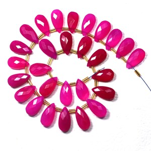 10 Pieces Natural Hot Pink gemstone drilled gemstone pear | Etsy