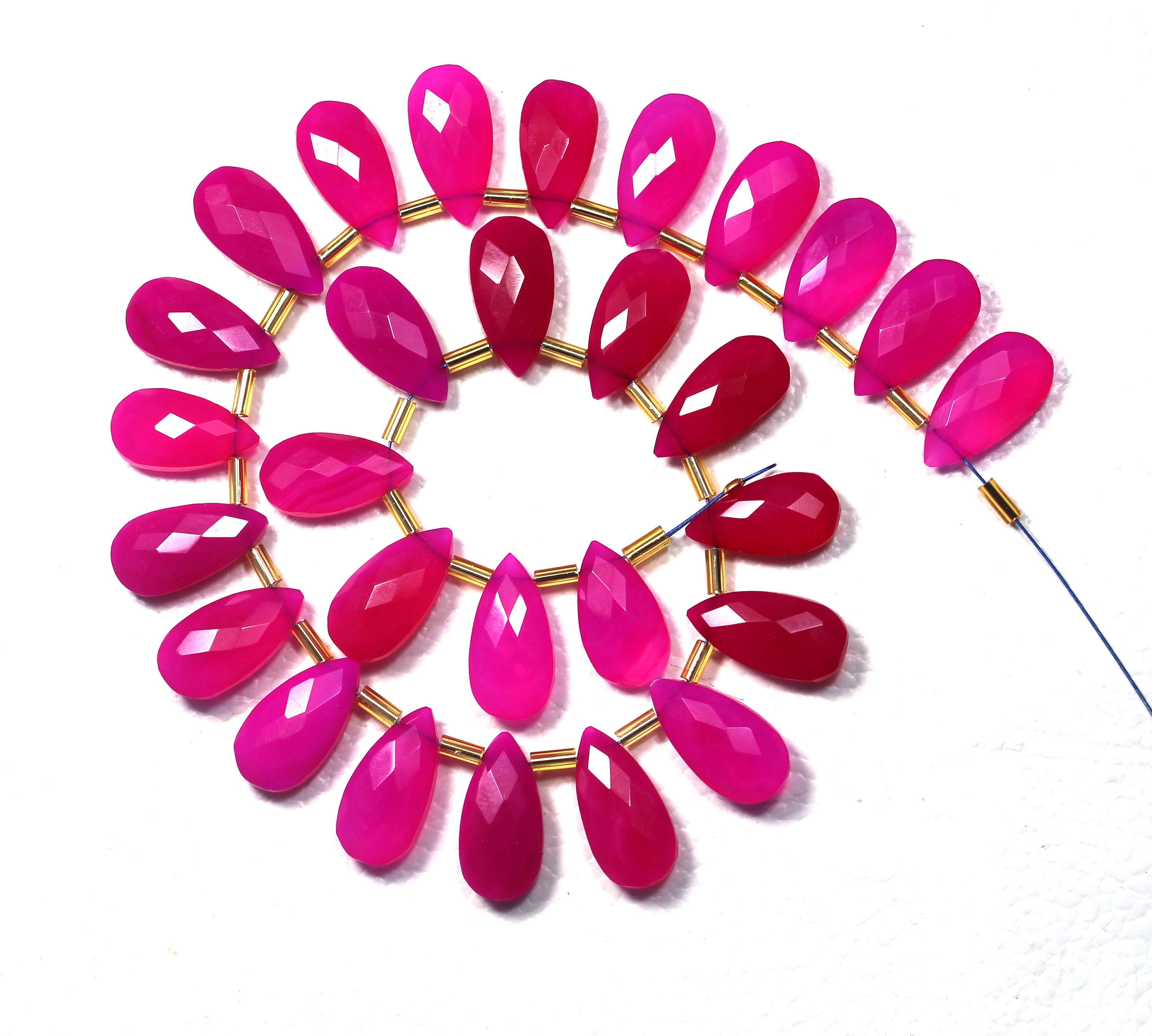 10 Pieces Natural Hot Pink gemstone drilled gemstone pear | Etsy