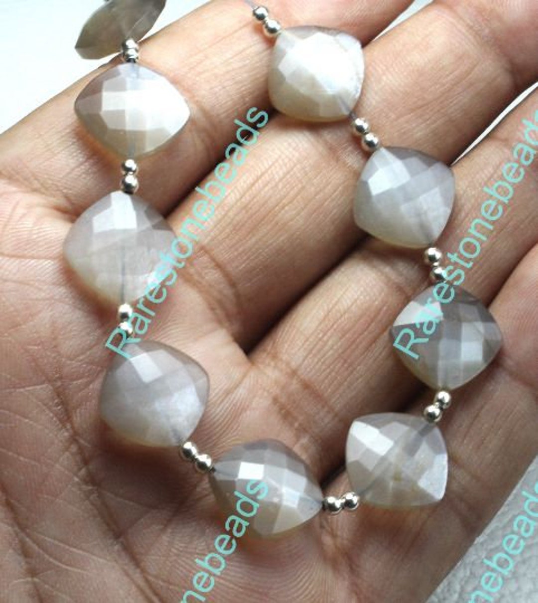 10 Pieces Natural Grey Moon Stone, Cushion Shape Gemstone, Natural ...