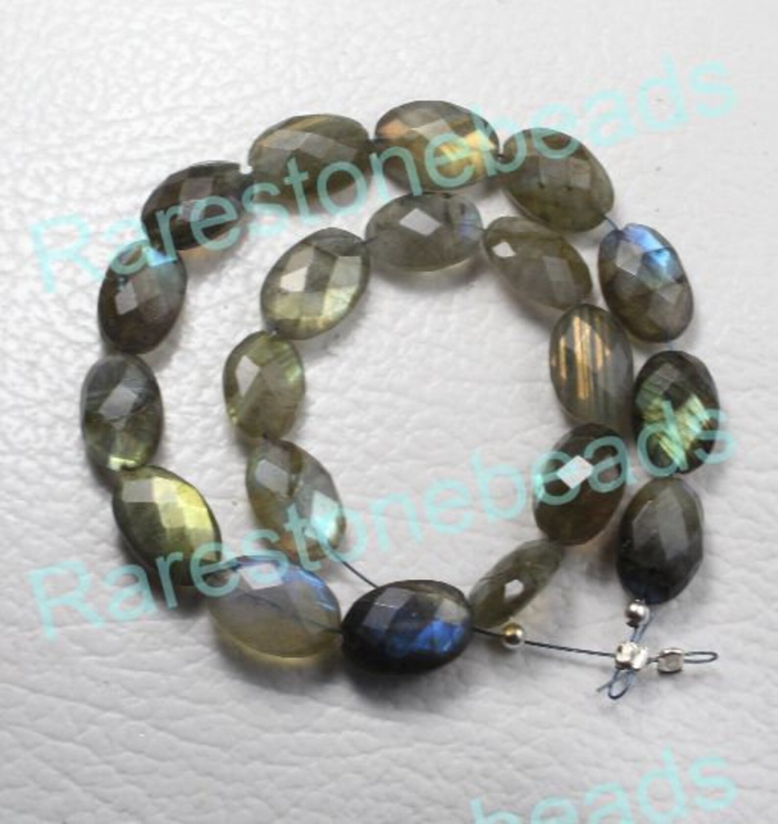 20 Pieces Natural Multi Labradorite Faceted Gemstone, Oval Shape Beads ...