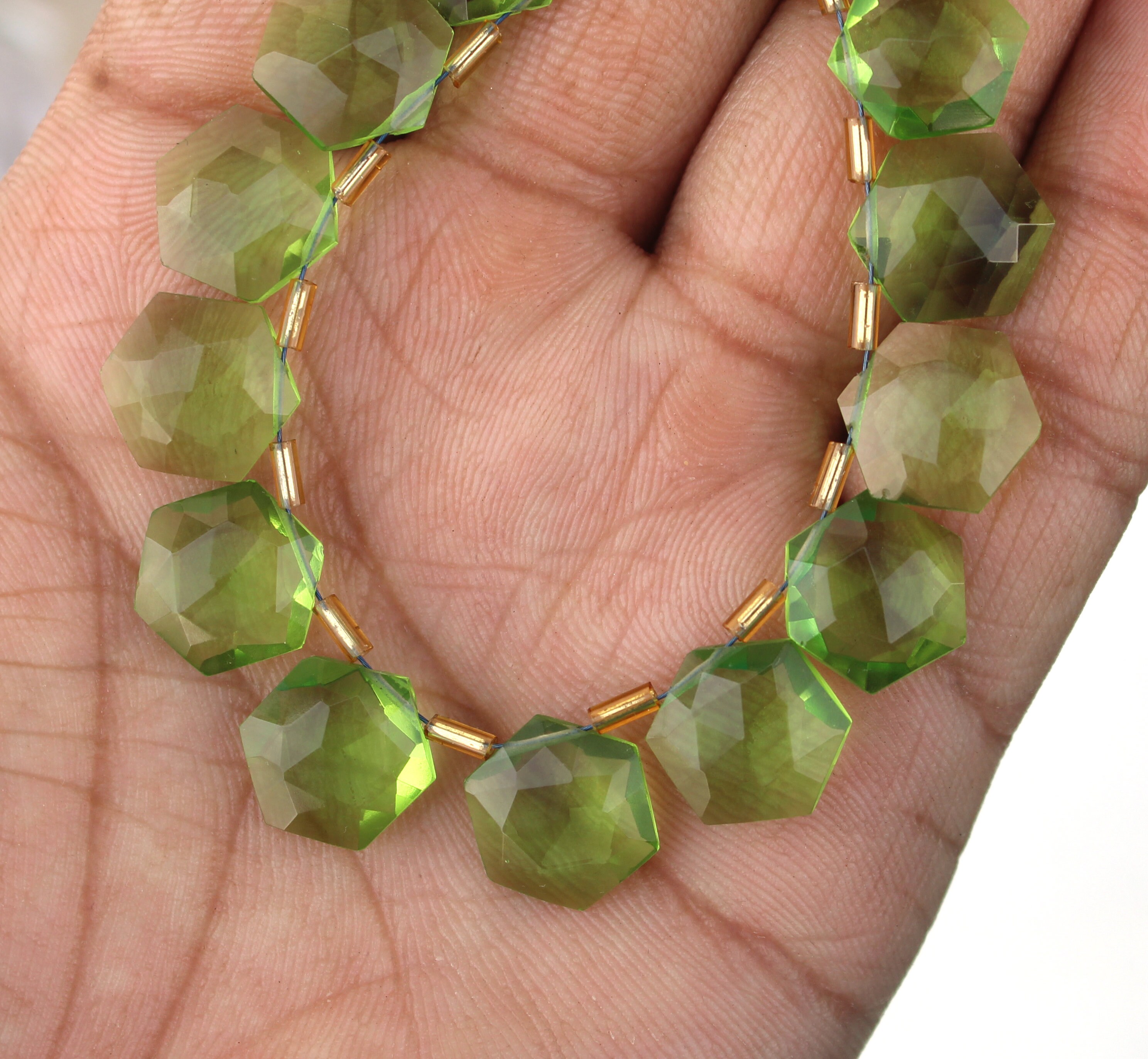 10 pieces peridot quartz gemstone drilled gemstone beads | Etsy