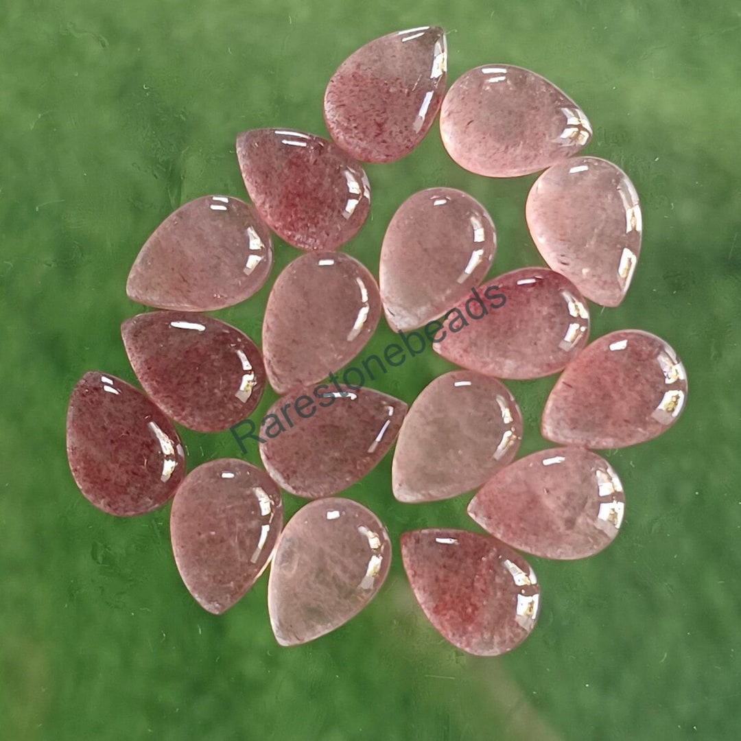 Pink Strawberry Quartz, 10 Pieces, Natural Gemstone, Strawberry Quartz ...