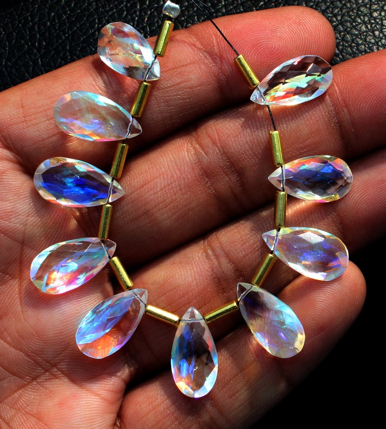 10 pieces mystic quartz gemstone drilled gemstone mystic | Etsy