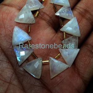 Natural Rainbow Moon Stone, 10 Pieces Triangle Shape Moon Stone Beads ...