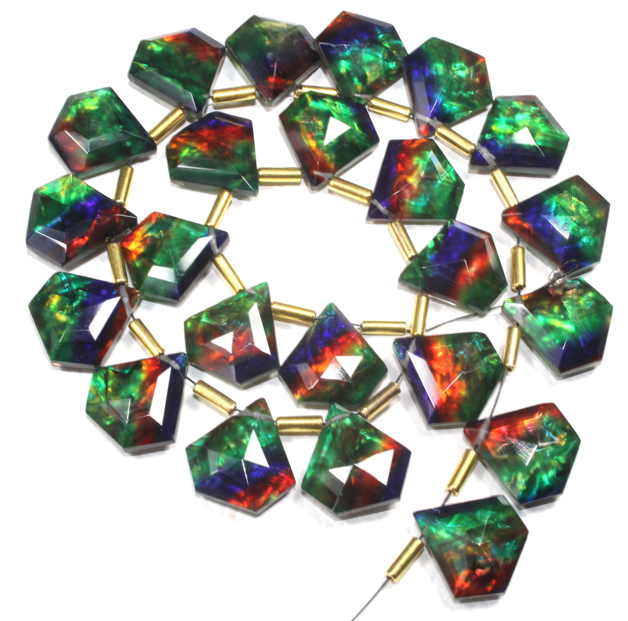 10 pieces ammolite gemstone drilled gemstone ammolite beads | Etsy