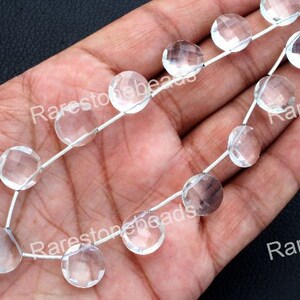 10 Pieces Clear Quartz Faceted Round Shape Gemstone Beads Clear Quartz ...