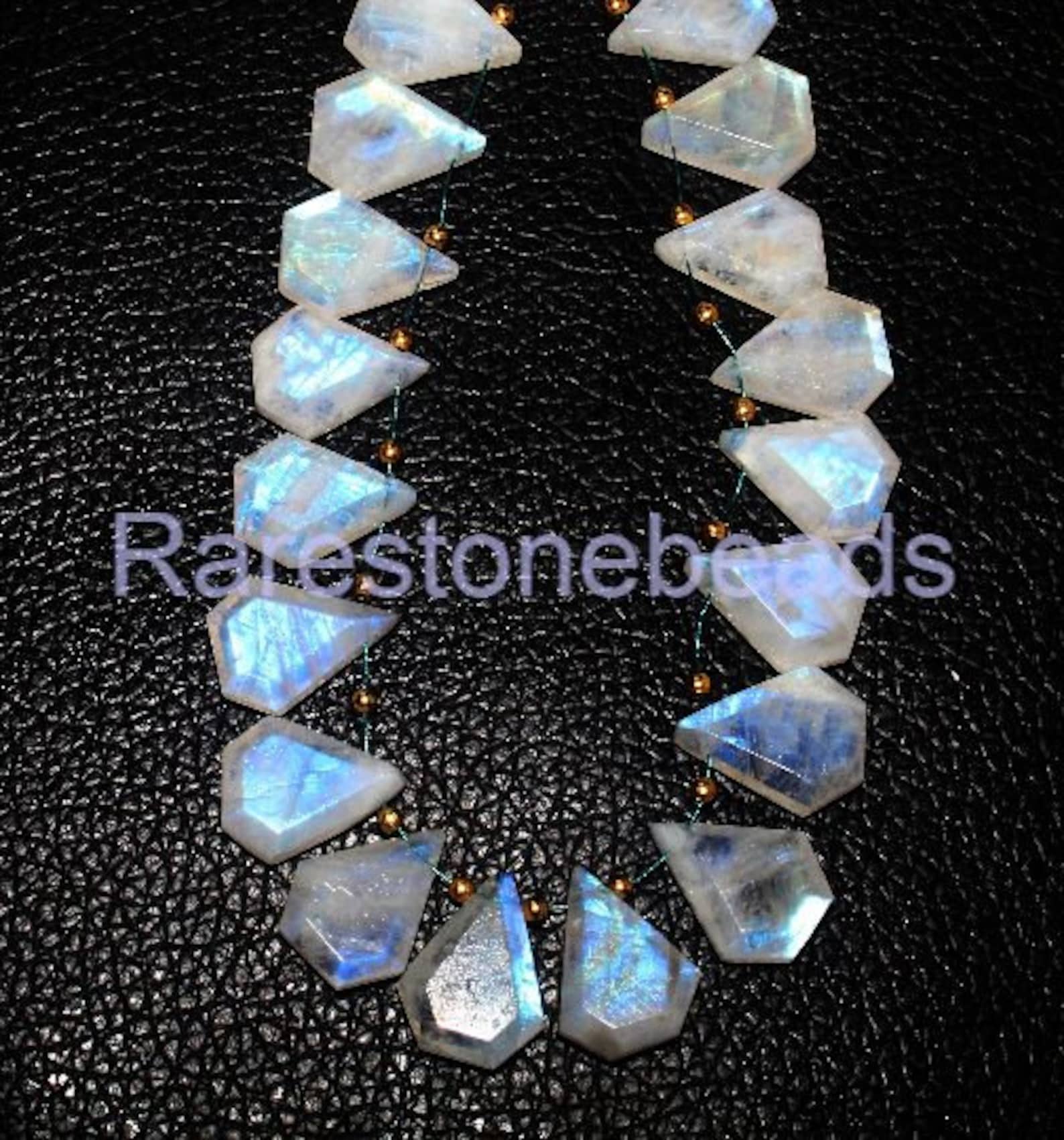 10 Pieces Natural Rainbow Moon Stone Top Drilled Gemstone | Etsy