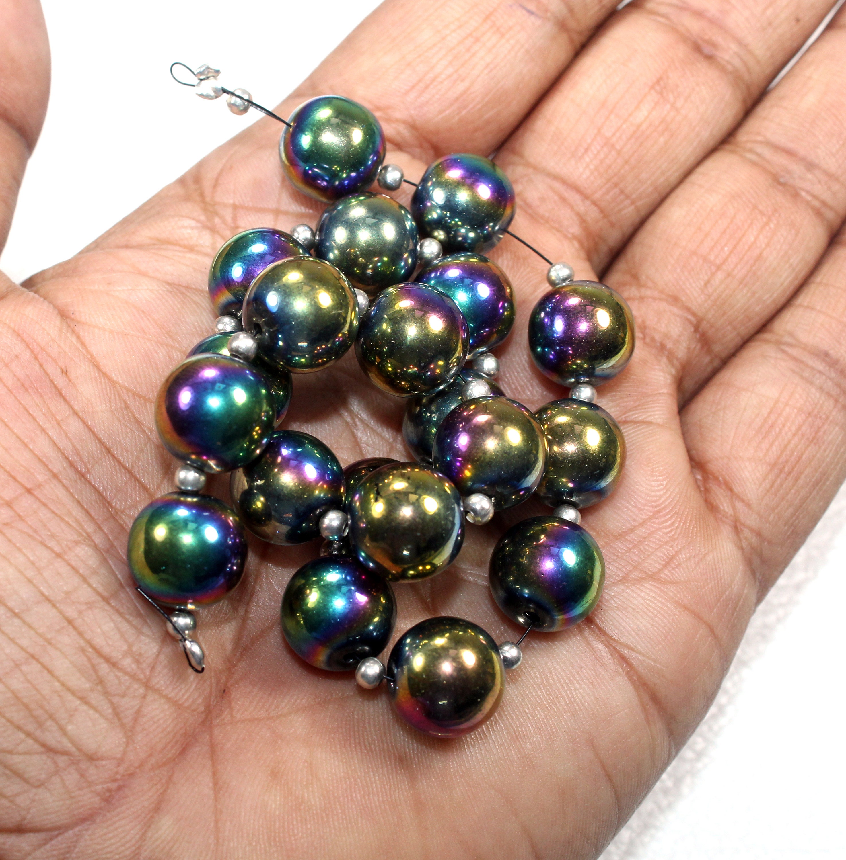 10 pieces Coated titanium gemstone beads drilled round shape | Etsy