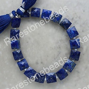 10 Pieces Natural Lapis Lazuli Gemstone, Drilled Gemstone, Square Shape ...