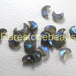 10 Pieces Natural Blue Labradorite Gemstone Moon, Carving Moon Shape ...