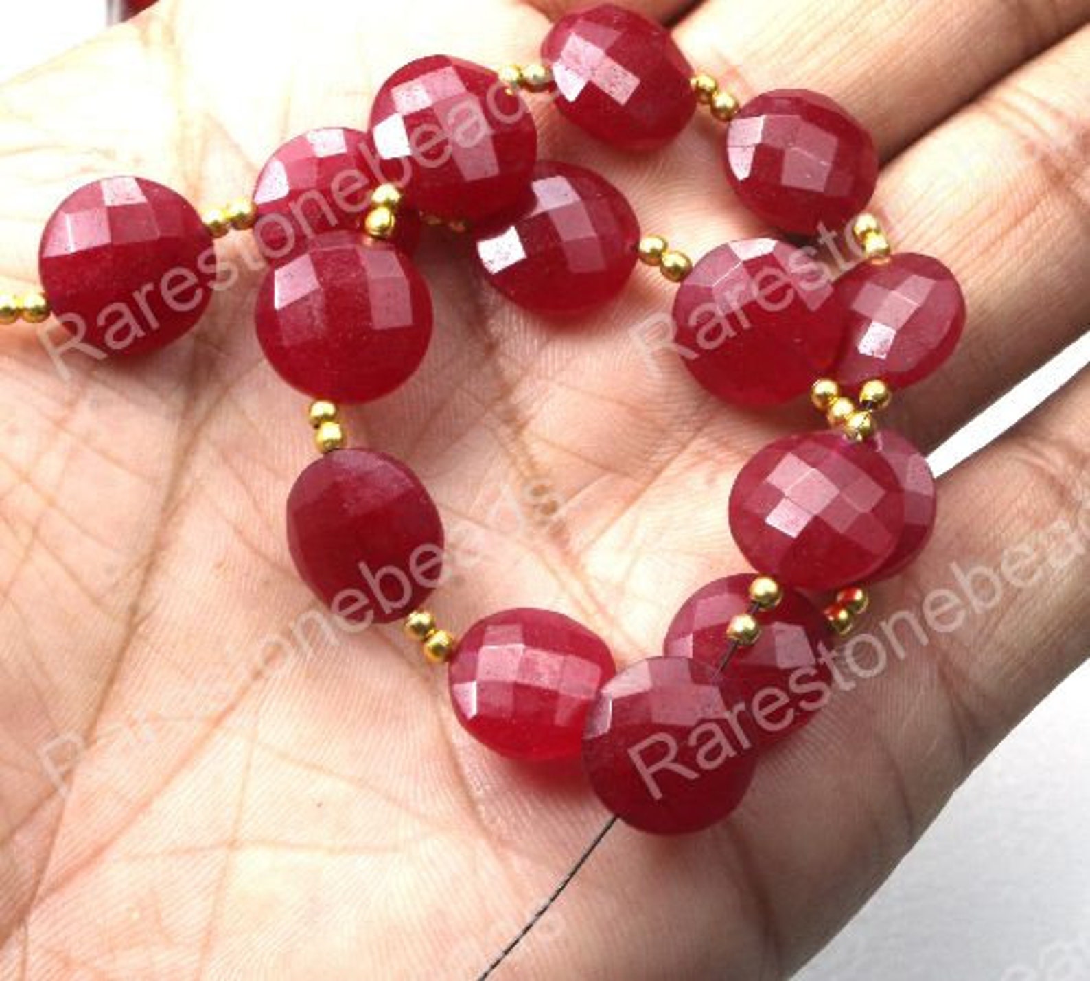 10 Pieces Natural Dyed Ruby Quartz Gemstone Round Shape - Etsy
