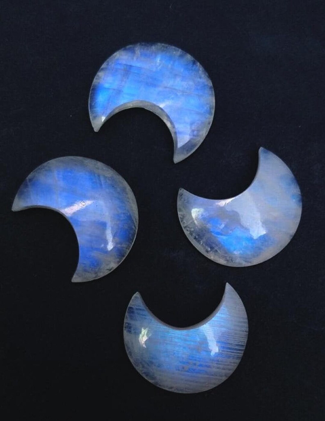 Rainbow Moon Stone Moon, 8 Pieces, Natural Moon Stone, Carving Moon ...