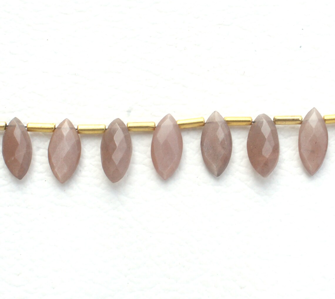 10 pieces natural peach moon stone beads drilled gemstone | Etsy