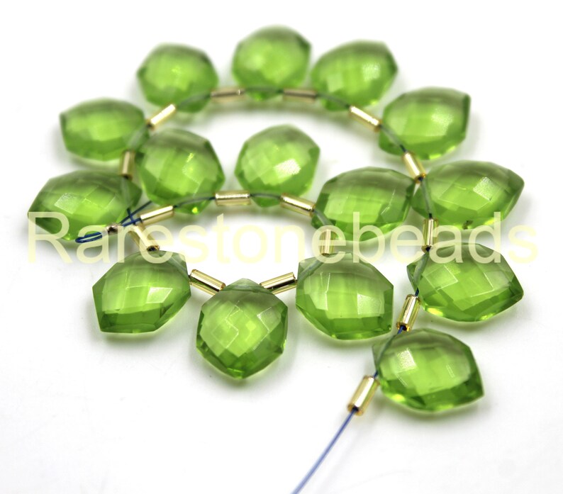 Peridot Quartz, 10 Pieces, Top Drilled Gemstone, Rhombus Shape Stone ...