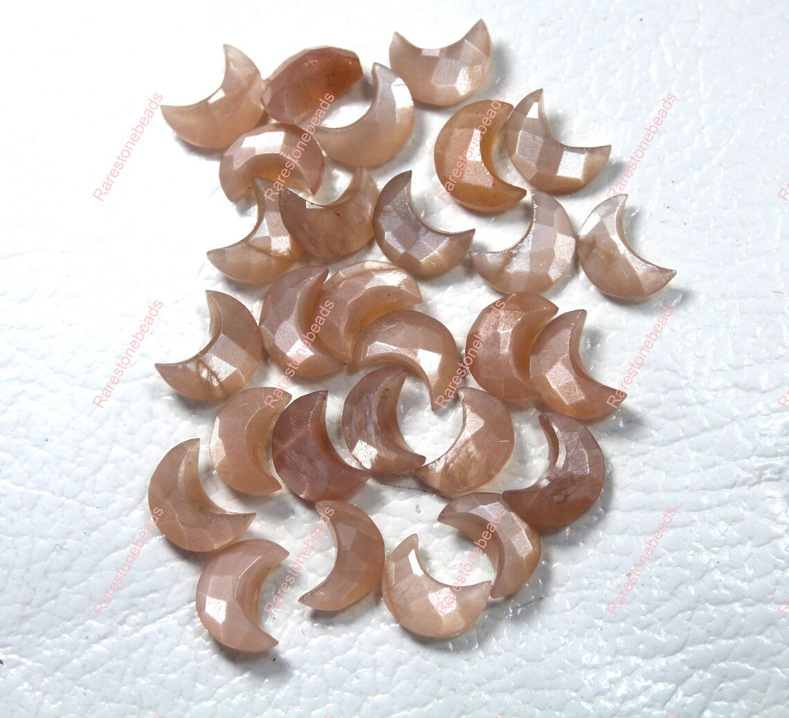 Natural Peach Moon Stone Moon Shape Stone Natural Stone - Etsy
