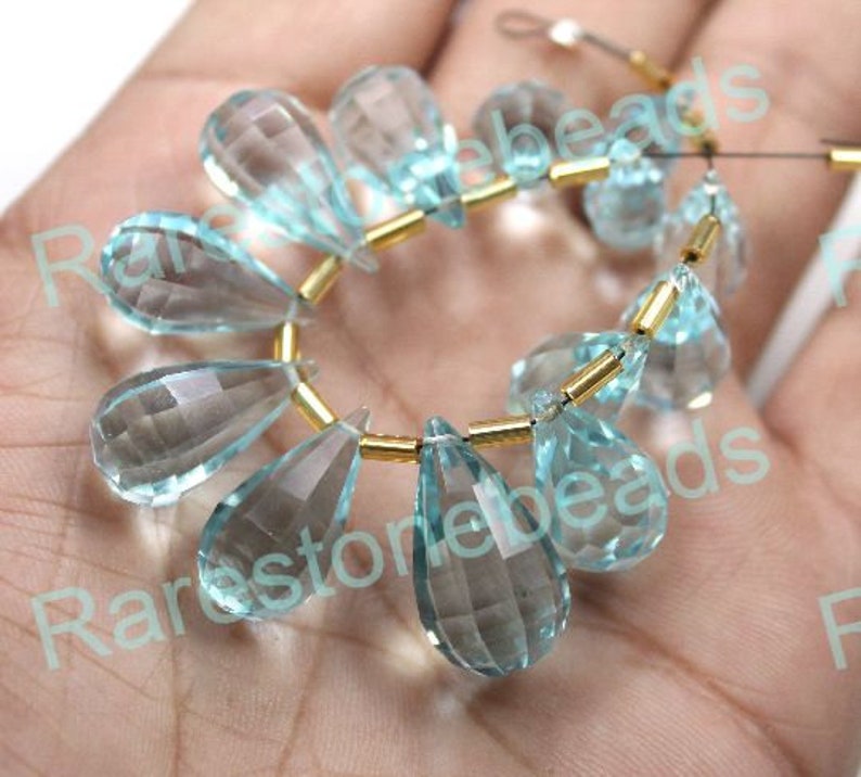 Aquamarine Tear Drop, 10 Pieces, Top Drilled Gemstone, Faceted ...