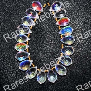 10 Pieces Mystic Quartz Gemstone, Micro Faceted Beads, Top Drilled ...