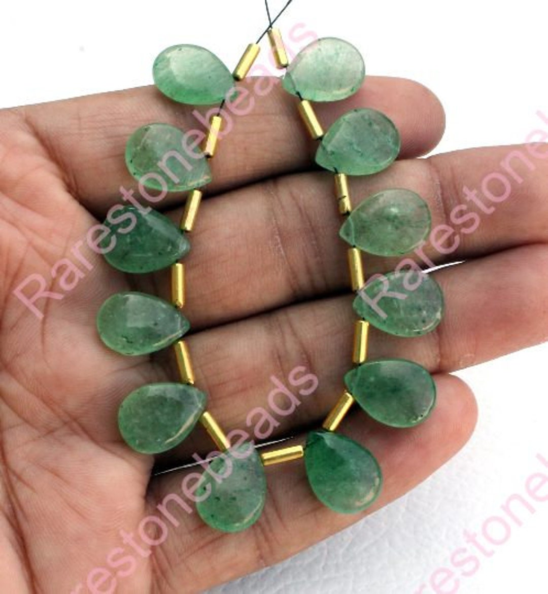 12 Pieces Natural Green Strawberry Quartz, Drilled Gemstone, Fashion ...