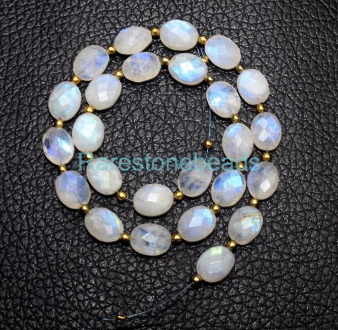 20 Pieces Natural Rainbow Moon Stone Beads, Faceted Beads, Drilled ...