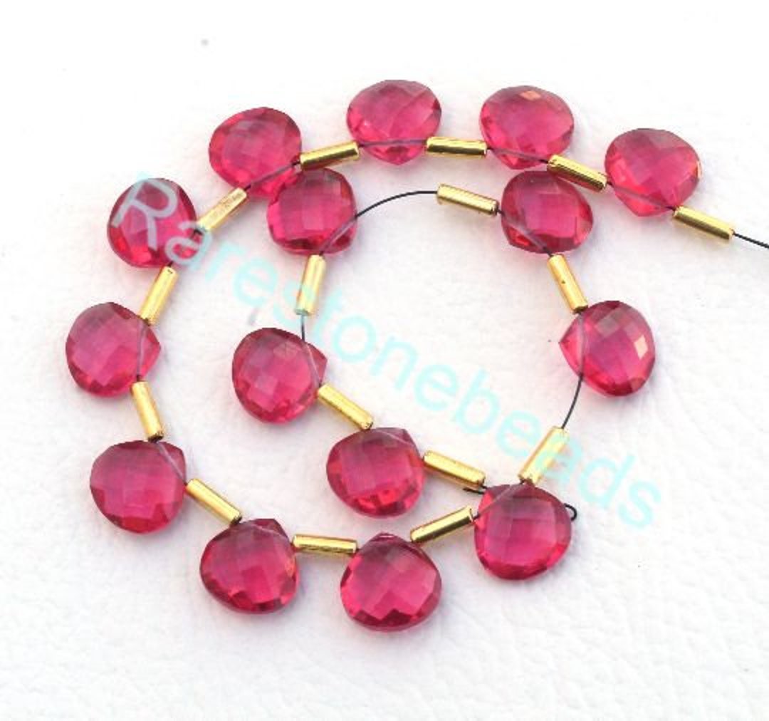 10 Pieces Rubylite Quartz, Drilled Gemstone, AAA Quality Gemstone, Ruby ...