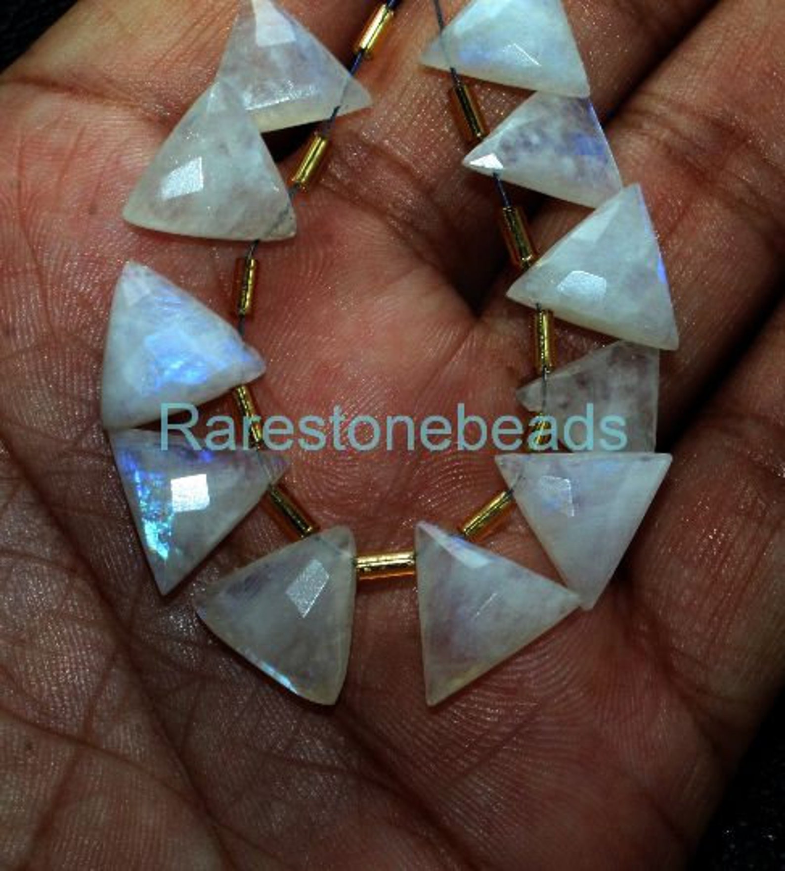 Natural Rainbow Moon Stone 10 Pieces Triangle Shape Moon | Etsy