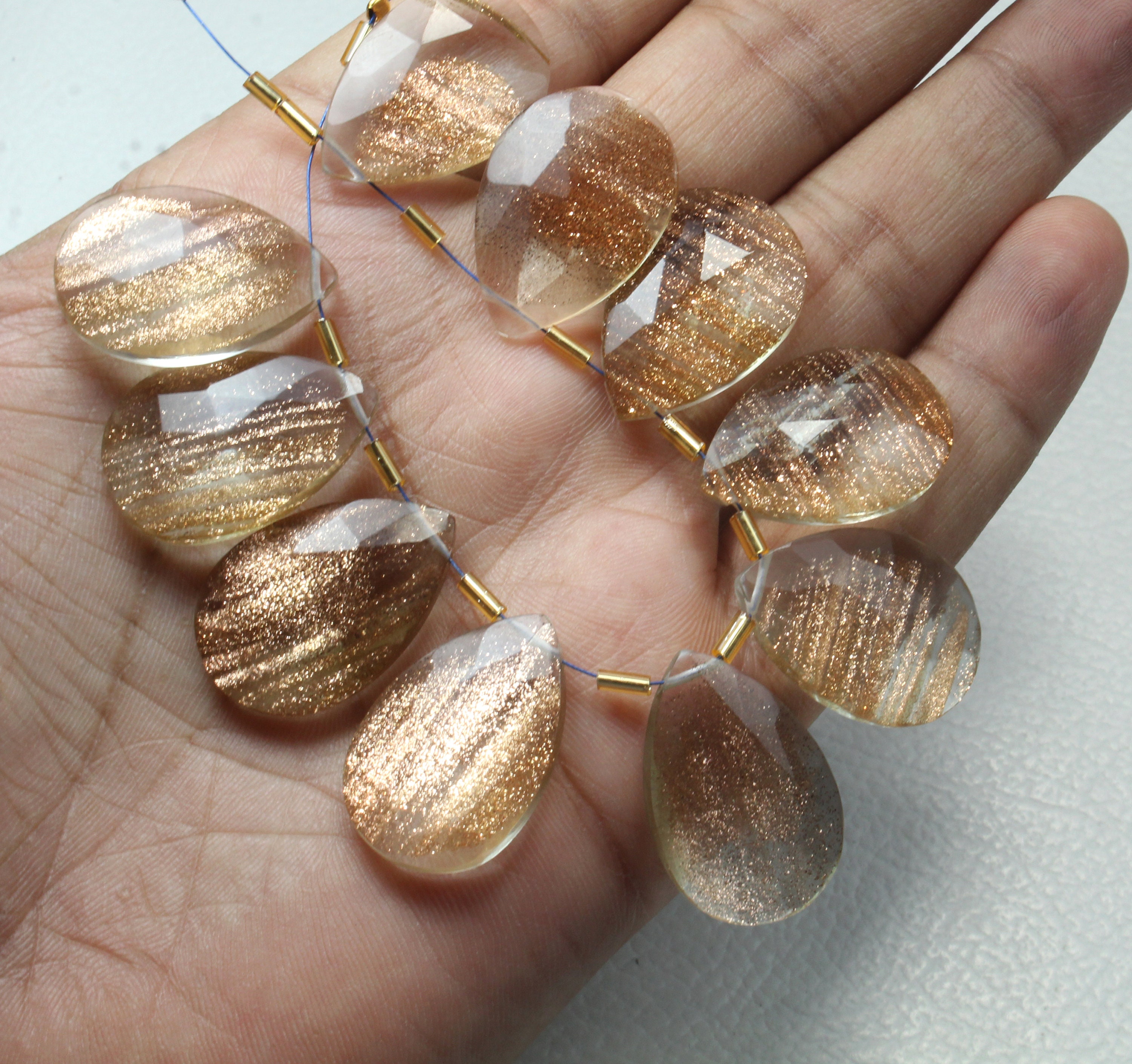 6 pieces Golden shine quartz gemstone top drilled gemstone | Etsy