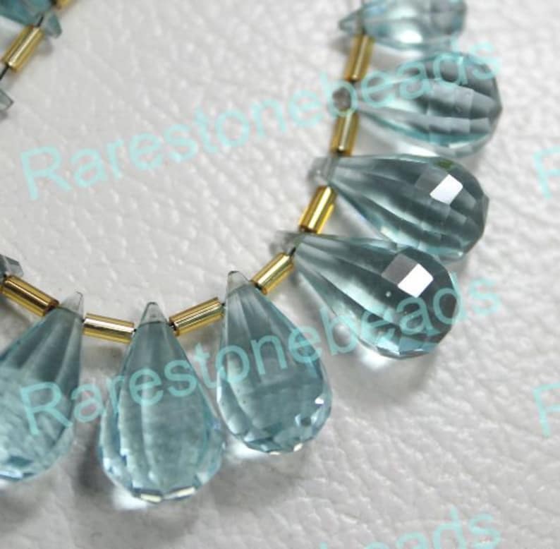 Aquamarine Tear Drop, 10 Pieces, Top Drilled Gemstone, Faceted ...