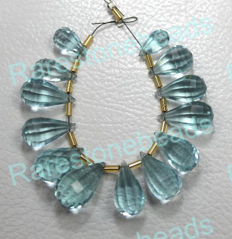 Aquamarine Tear Drop, 10 Pieces, Top Drilled Gemstone, Faceted ...