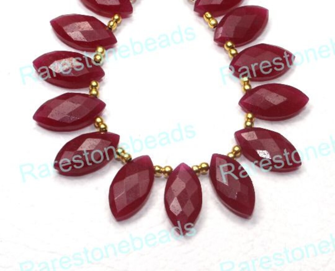 10 Pieces Natural Dyed Ruby Quartz Gemstone, Marquise Shape Gemstone ...