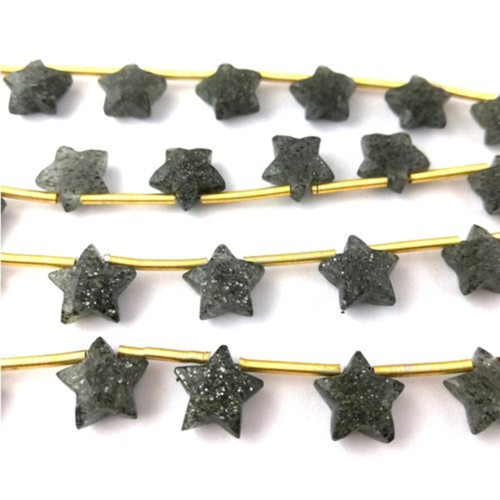 10 pieces natural black sun stone gemstone Star Shape Stone | Etsy