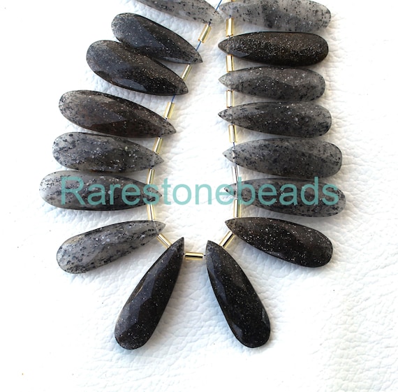 8 Stück Natürlicher Schwarzer Sonnenstein Bohrer Edelstein | Etsy