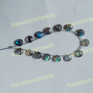 10 Pieces Natural Blue Labradorite Beads, Faceted Beads Heart Shape ...