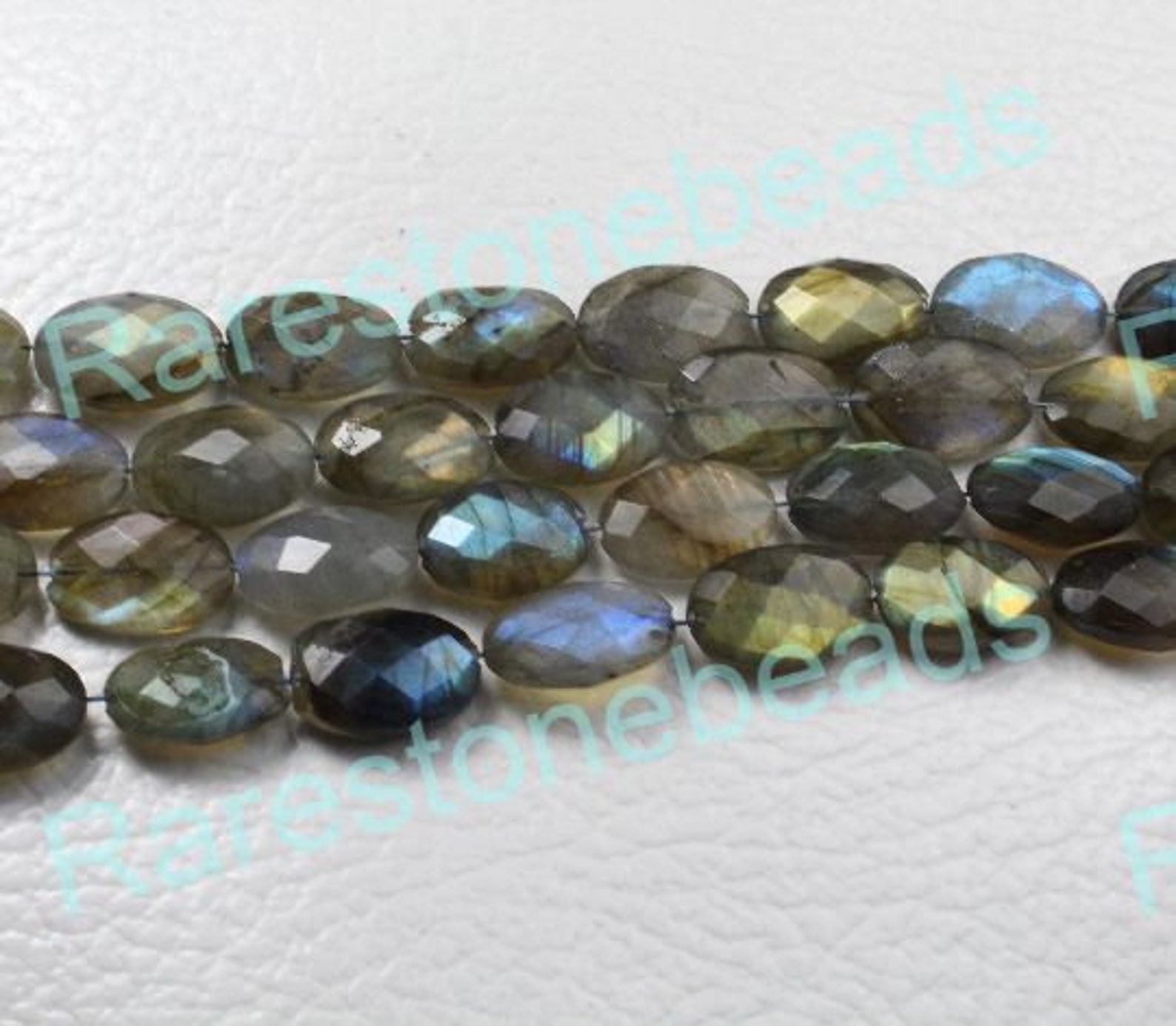 20 Pieces Natural Multi Labradorite Faceted Gemstone, Oval Shape Beads ...