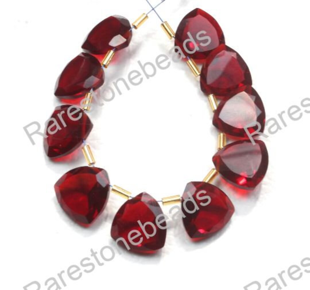 Garnet Gemstone, 10 Pieces, Drilled Garnet, Faceted Cut Stone, Garnet ...