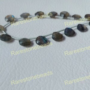 10 Pieces Natural Blue Labradorite Beads, Faceted Beads Heart Shape ...
