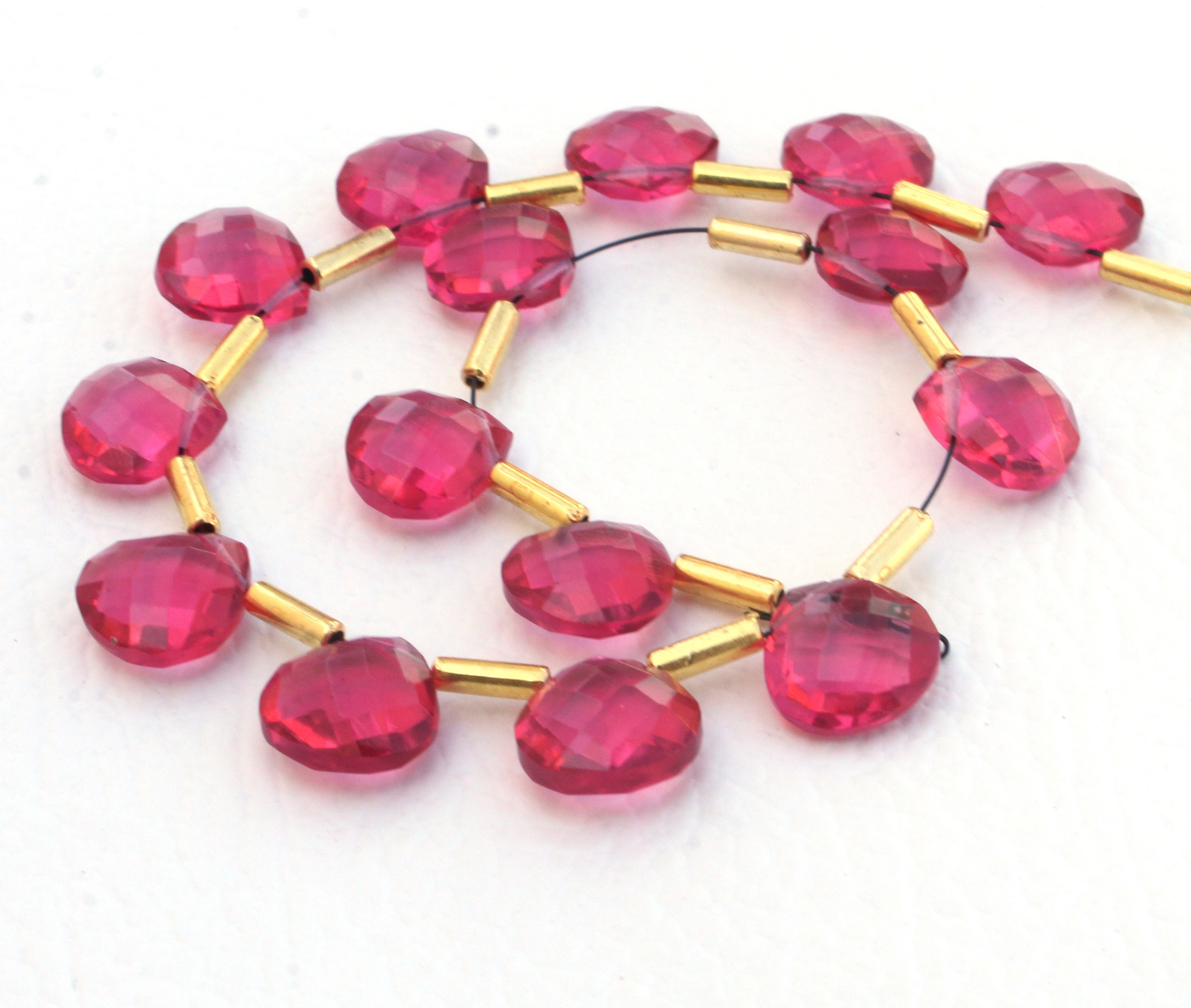 10 pieces rubylite quartz drilled gemstone AAA quality | Etsy