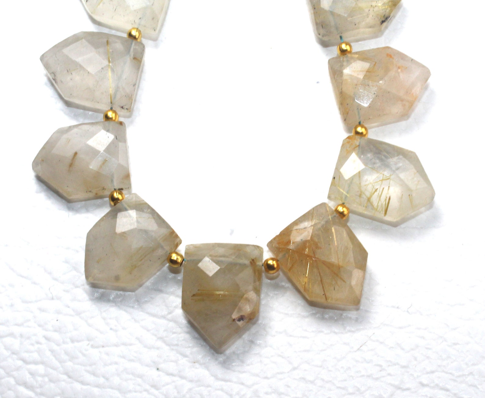 10 pieces Natural Golden Rutile faceted gemstone top drill | Etsy