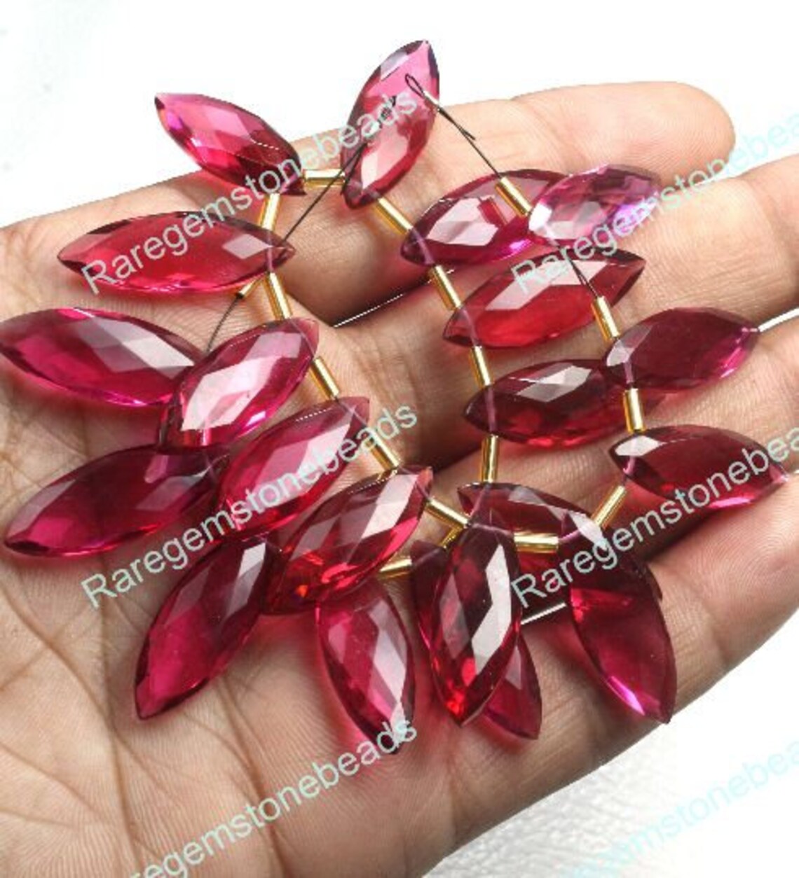 10 Pieces Ruby Lite Gemstone Hydro Marquise Shape Gemstone - Etsy