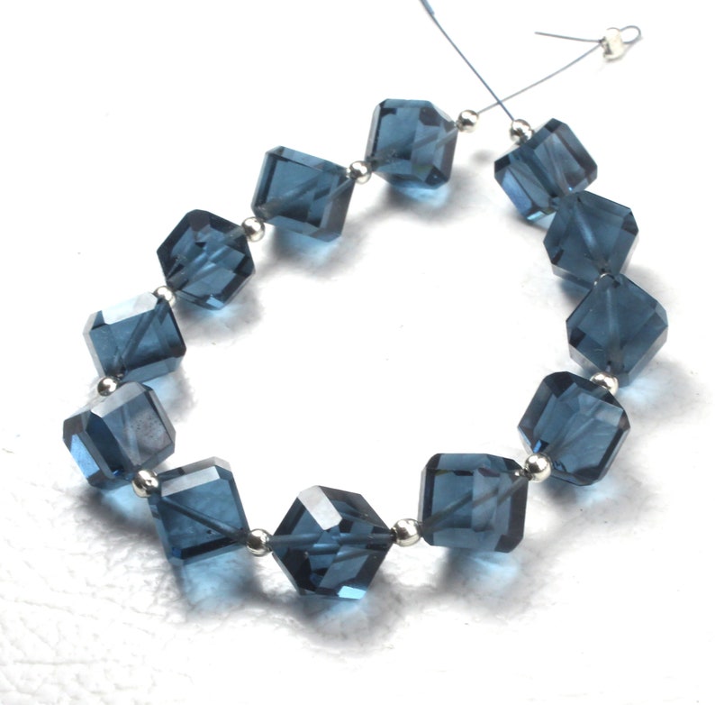 10 pieces london blue quartz gemstone drilled gemstone fancy | Etsy